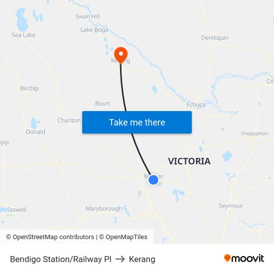 Bendigo Station/Railway Pl to Kerang with public transportation