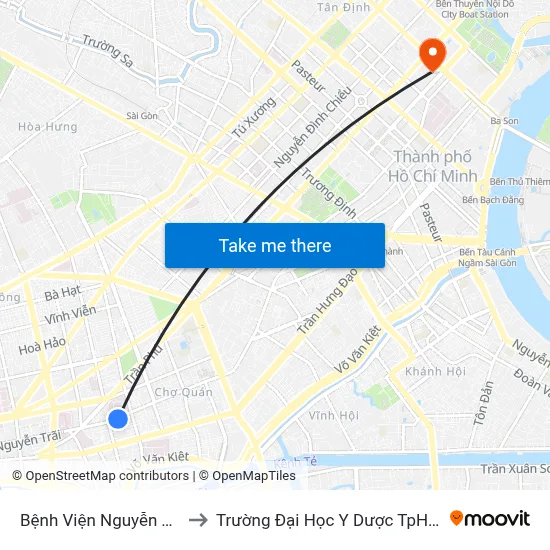 Bệnh Viện Nguyễn Trãi to Trường Đại Học Y Dược TpHCM with public ...