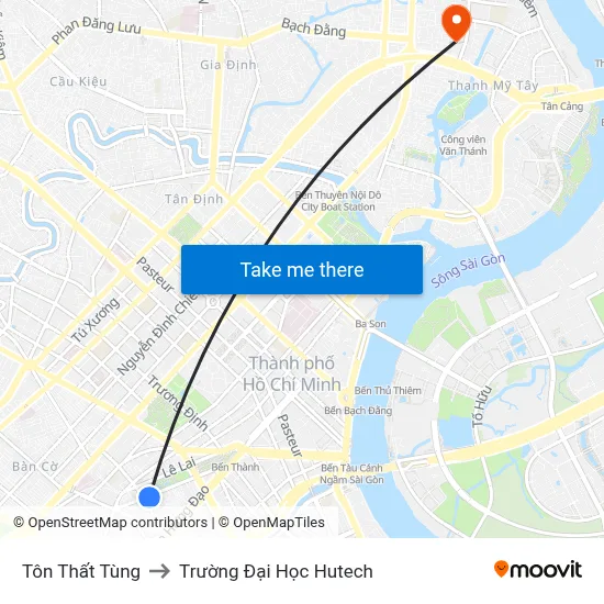 Tôn Thất Tùng to Trường Đại Học Hutech with public transportation