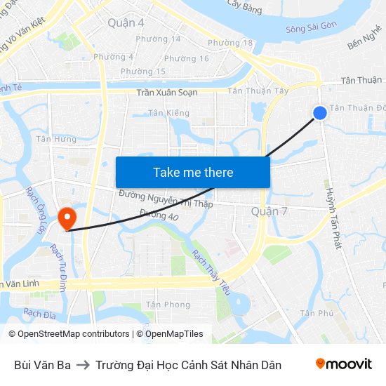 Bùi Văn Ba to Trường Đại Học Cảnh Sát Nhân Dân with public transportation