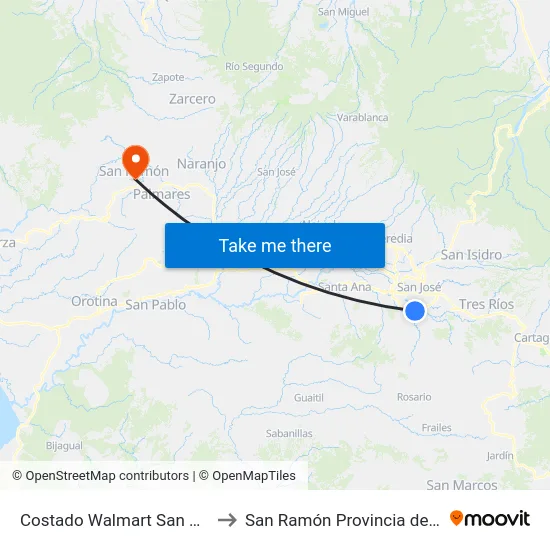 Costado Walmart San Sebastián, San José to San Ramón Provincia de ...