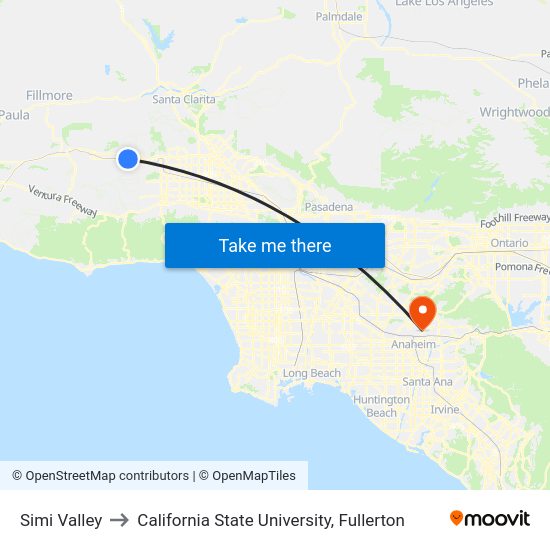 Simi Valley to California State University, Fullerton with public ...