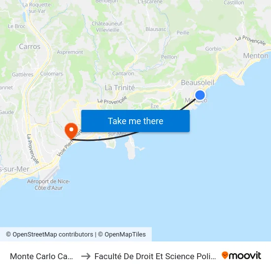 Monte Carlo Casino to Faculté De Droit Et Science Politique with public ...