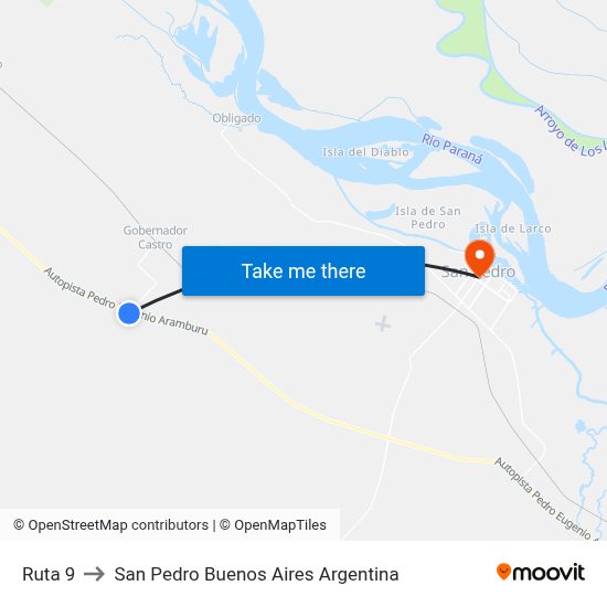 Ruta 9 a San Pedro Buenos Aires Argentina con transporte público