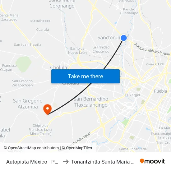 Autopista México - Puebla, 401 a Tonantzintla Santa María Tonantzintla ...