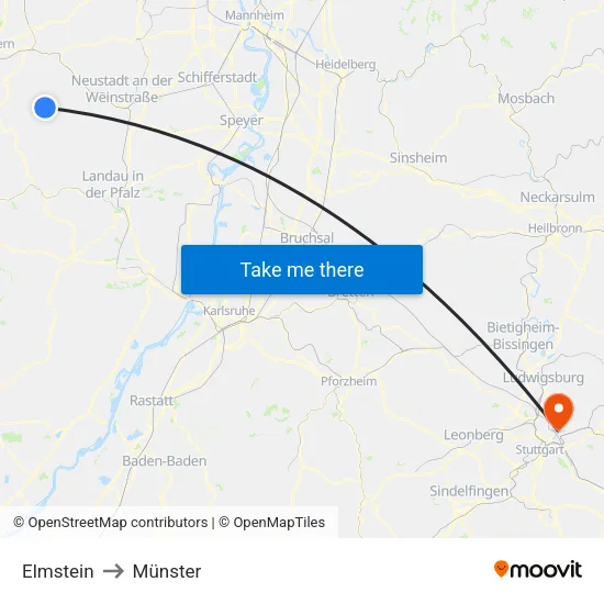 Elmstein to Münster with public transportation