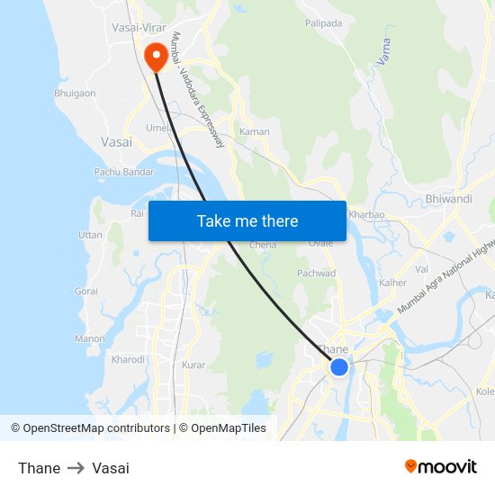 Thane to Vasai with public transportation