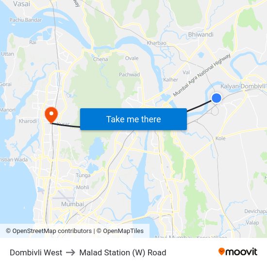 Dombivli West to Malad Station (W) Road with public transportation