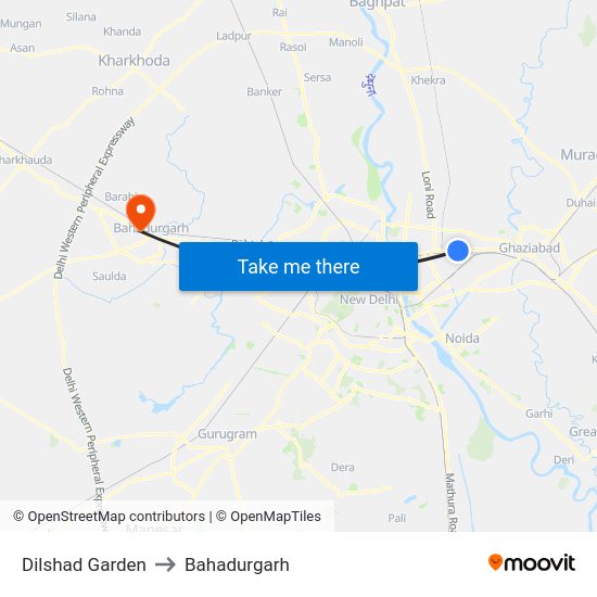 Dilshad Garden to Bahadurgarh with public transportation