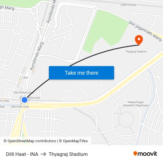 Dilli Haat - Ina to Thyagraj Stadium with public transportation