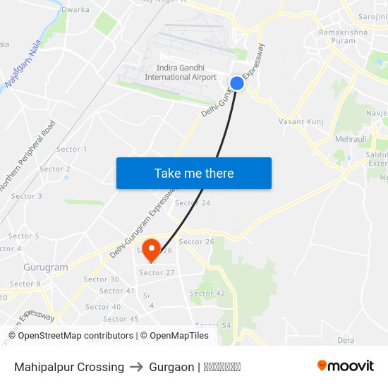 Mahipalpur Crossing to Gurgaon | गुडगाँव with public transportation