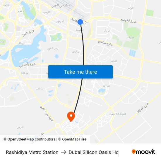 Rashidiya Metro Station to Dubai Silicon Oasis Hq with public ...