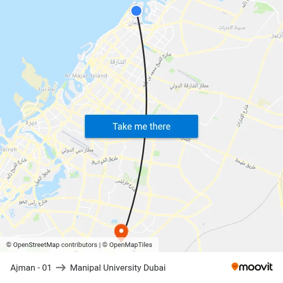 Ajman - 01 to Manipal University Dubai with public transportation