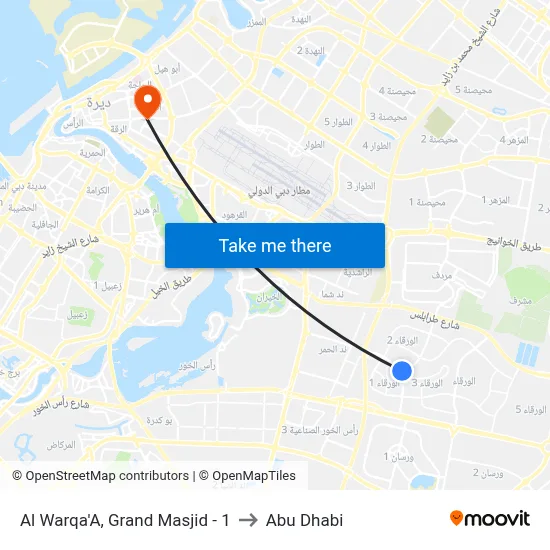 Al Warqa'A, Grand Masjid - 1 إلى Abu Dhabi بوسائل النقل العام