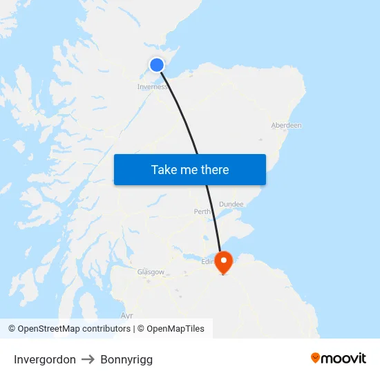 Invergordon to Bonnyrigg with public transportation