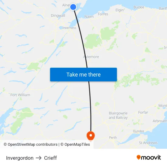Invergordon to Crieff with public transportation