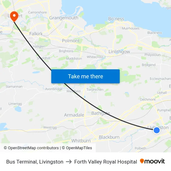 Bus Terminal, Livingston to Forth Valley Royal Hospital with public ...