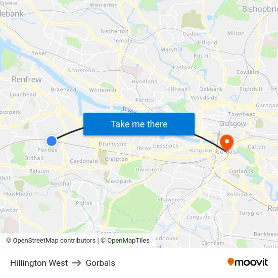 Hillington West to Gorbals with public transportation