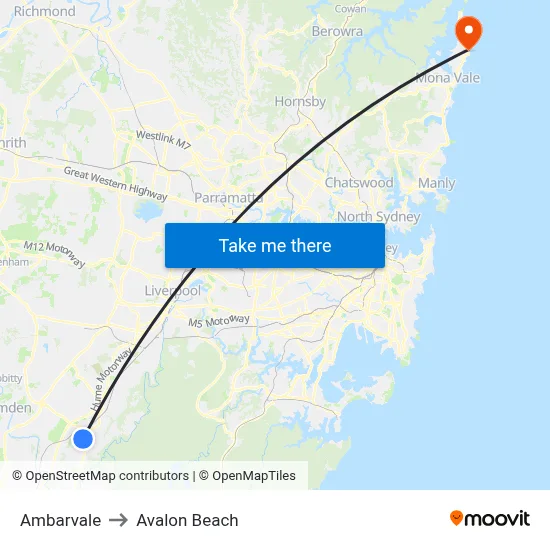 Ambarvale to Avalon Beach with public transportation
