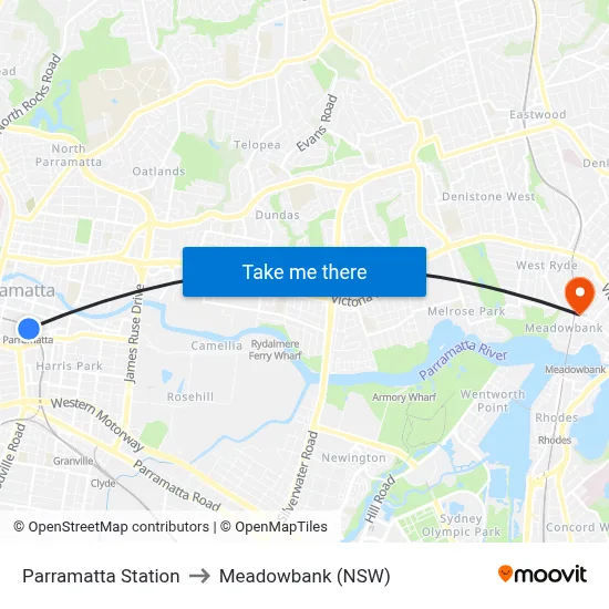 Parramatta Station to Meadowbank (NSW) with public transportation