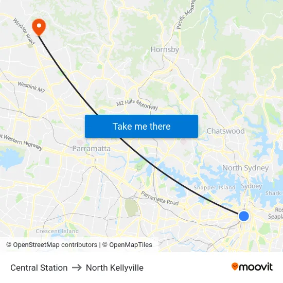 Central Station to North Kellyville with public transportation