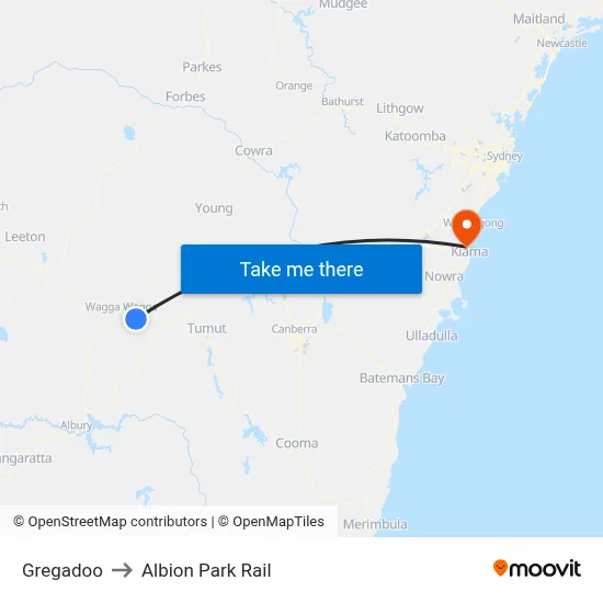 Gregadoo to Albion Park Rail with public transportation