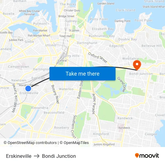 Erskineville to Bondi Junction with public transportation