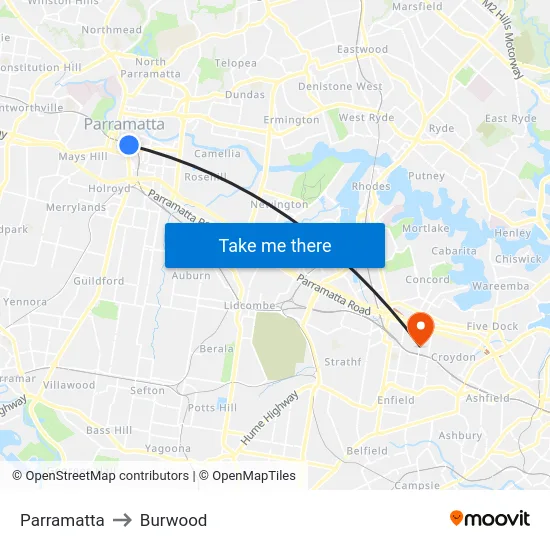 Parramatta to Burwood with public transportation