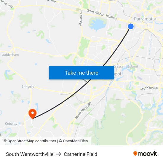 South Wentworthville to Catherine Field with public transportation