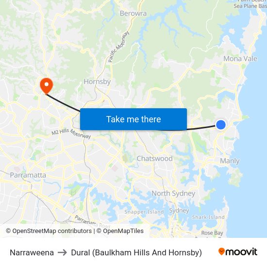 Narraweena to Dural (Baulkham Hills And Hornsby) with public transportation