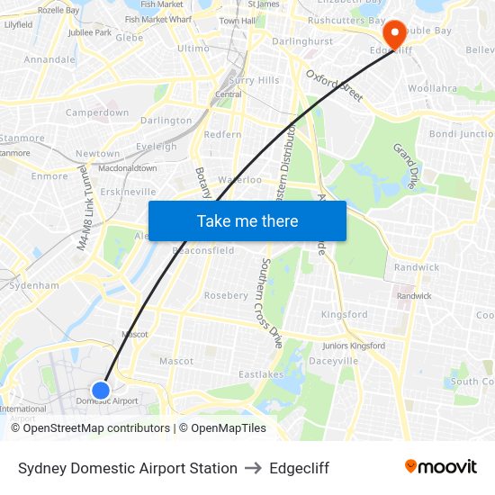 Sydney Domestic Airport Station to Edgecliff with public transportation