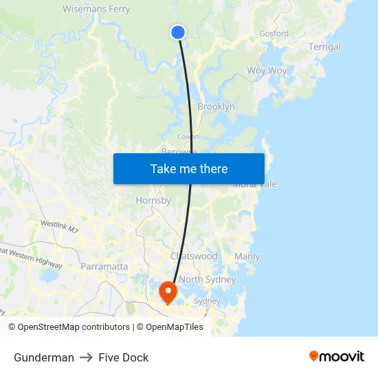 Gunderman to Five Dock with public transportation
