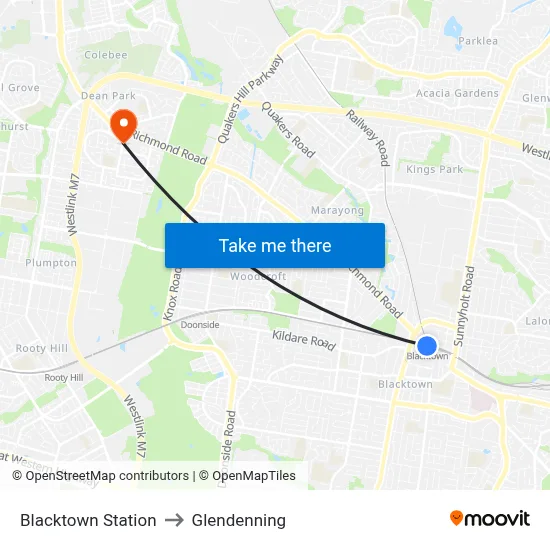 Blacktown Station to Glendenning with public transportation