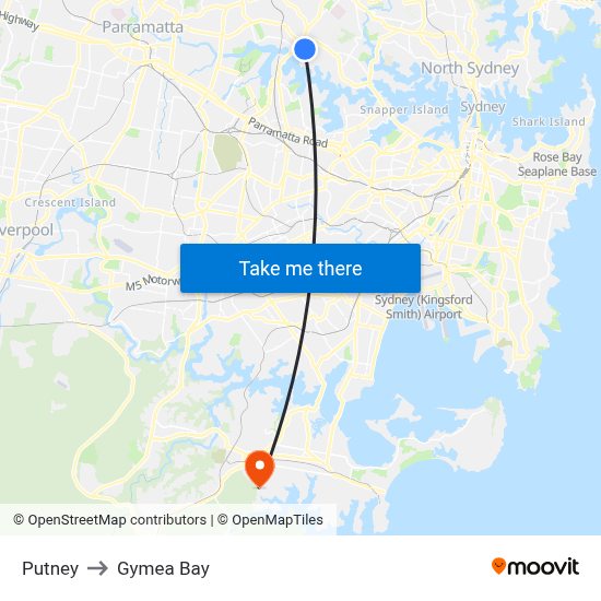 Putney to Gymea Bay with public transportation