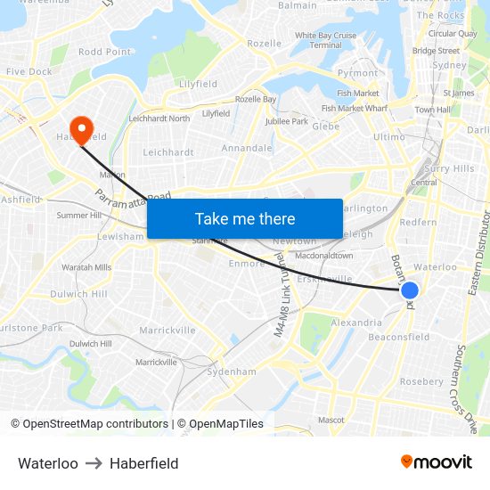 Waterloo to Haberfield with public transportation