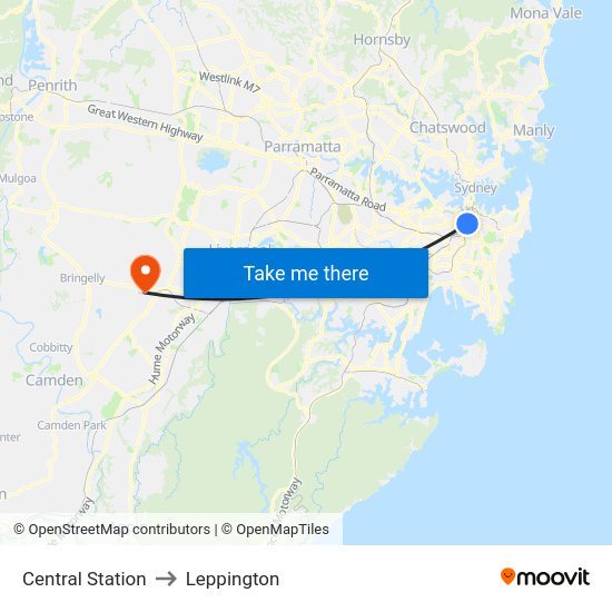 Central Station to Leppington with public transportation