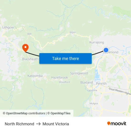 North Richmond to Mount Victoria with public transportation