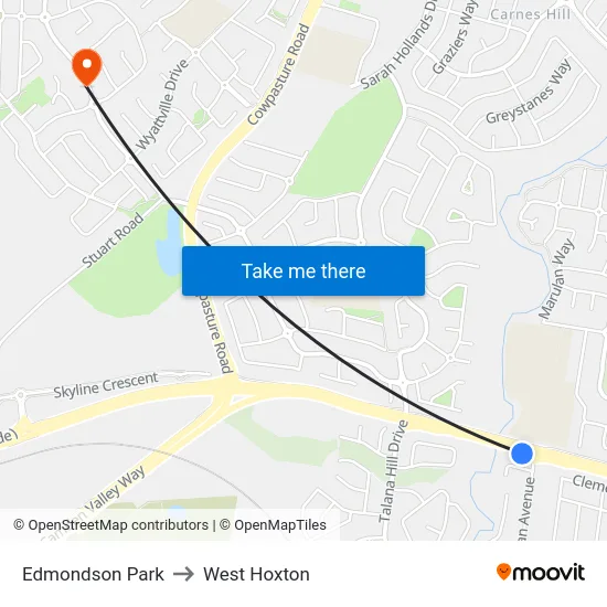 Edmondson Park to West Hoxton with public transportation