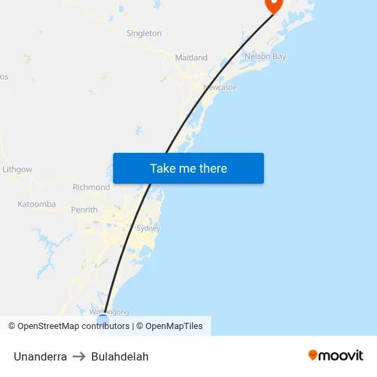 Unanderra to Bulahdelah with public transportation
