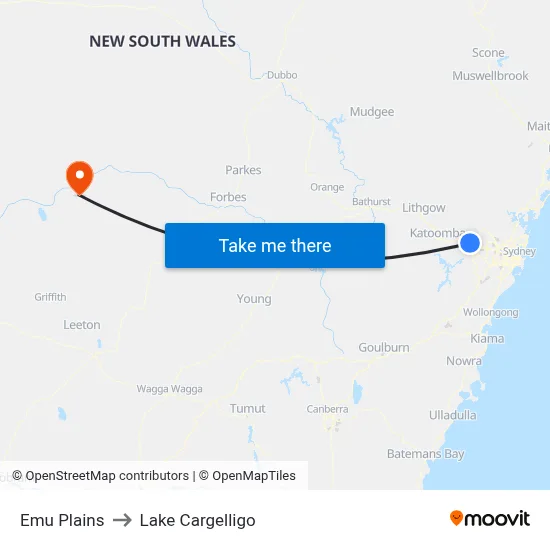 Emu Plains to Lake Cargelligo with public transportation