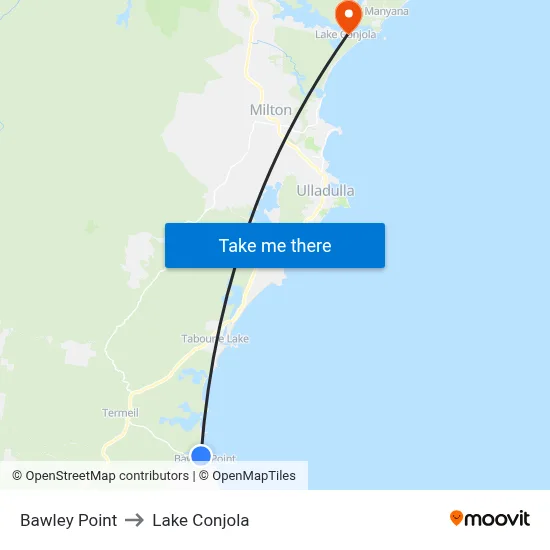 Bawley Point to Lake Conjola with public transportation