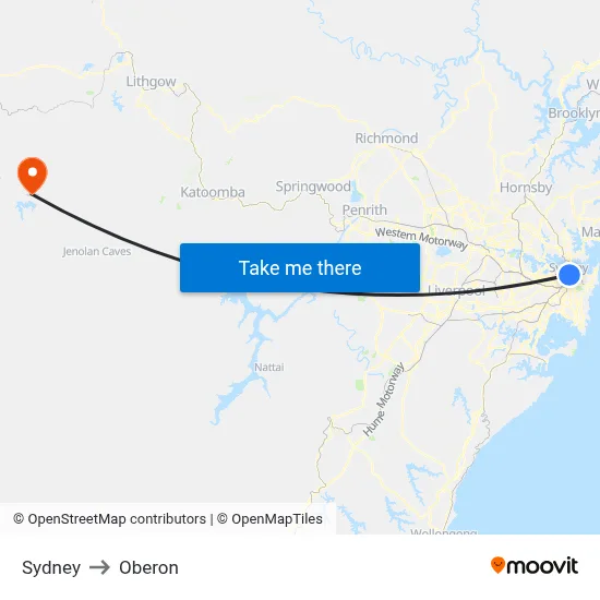 Sydney to Oberon with public transportation