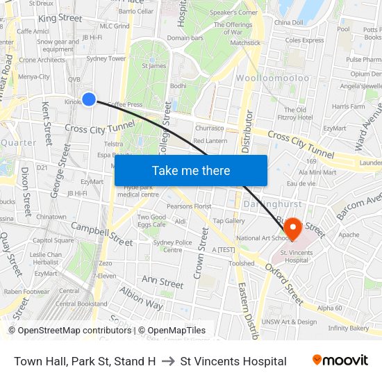Town Hall, Park St, Stand H to St Vincents Hospital with public ...