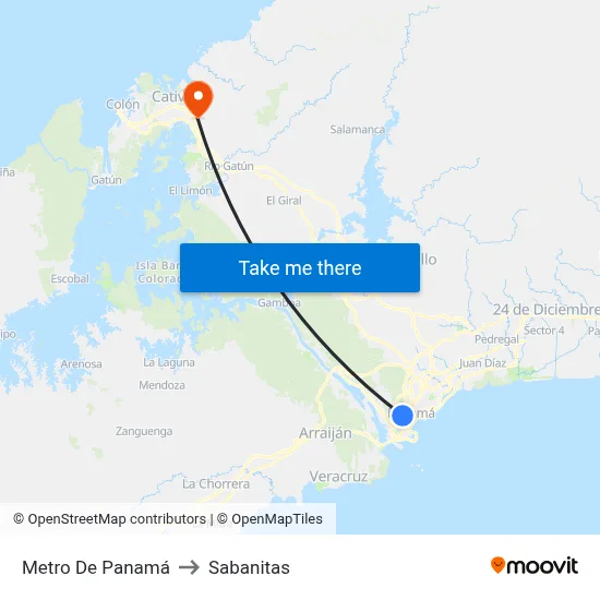 Metro De Panamá a Sabanitas con transporte público