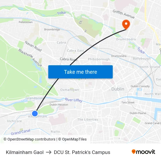 Kilmainham Gaol à DCU St. Patrick's Campus en transport en commun