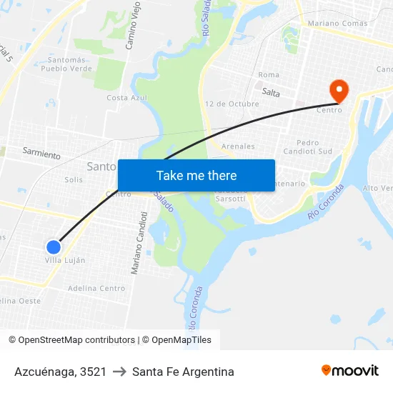 Azcuénaga, 3521 a Santa Fe Argentina con transporte público