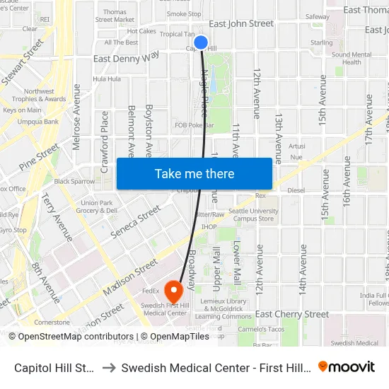 Capitol Hill Station to Swedish Medical Center - First Hill Campus with ...