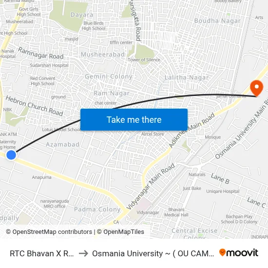 RTC Bhavan X Road to Osmania University ~ ( OU CAMPUS ) with public ...