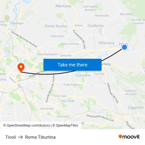 Tivoli to Roma Tiburtina with public transportation