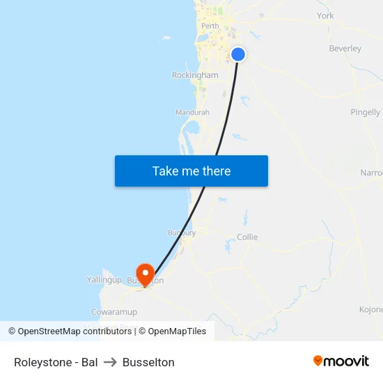 Roleystone - Bal to Busselton with public transportation